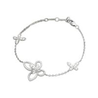 China Custom OEM 18K Gold Diamond Bracelet 0.78ct Triple Butterflies 4.0g Metal Weight 15-17cm Length for sale