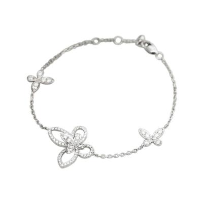 China Custom OEM 18K Gold Diamond Bracelet 0.78ct Triple Butterflies 4.0g Metal Weight 15-17cm Length for sale