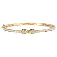 China Customized 18K Gold Diamond Bowknot Bangle 0.96ct 16.5cm Luxury Jewelry with VS Clarity F-G Color for sale