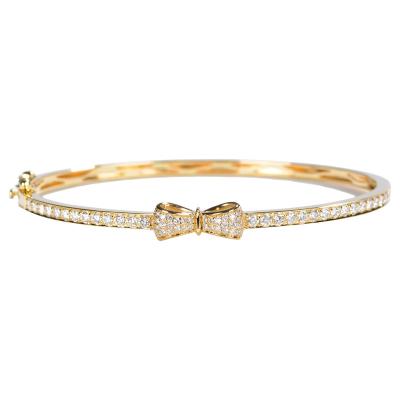 China Customized 18K Gold Diamond Bowknot Bangle 0.96ct 16.5cm Luxury Jewelry with VS Clarity F-G Color for sale