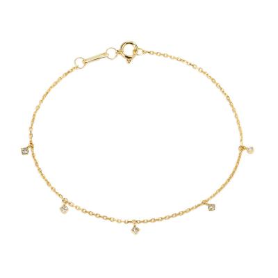 China 18K Gold Diamond Pendant Bracelet 0.11ct Cushion Cut 1.2g 17cm Length Customizable Jewelry for sale