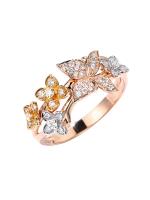 China 18K Rose Gold Butterfly Diamond Wedding Ring 0.24ct VS Clarity F-G Color 3g Weight Customizable Size for sale