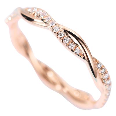 China Interwoven Tail Grass 18K Gold Diamond Ring 0.2ct 2g Modern Wedding Band Customizable Sizes BR1343 for sale