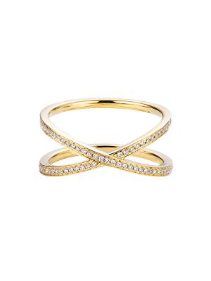 China 18K Gold Diamond Ring 0.39ct Cross Design Round Brilliant Cut VS Clarity F-G Color 4g Weight Customizable for sale