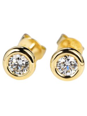 China OEM 18K Gold Diamond Gourd Shaped Cartilage Stud Earrings 3.0g Metal Weight 0.1ct Diamond CTW for sale