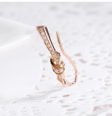 China Knot Shaped 18k Rose Gold Diamond Earrings 0.20ct VS Clarity F-G Color for Wedding Gift for sale