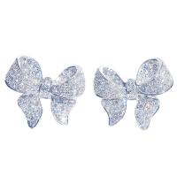 China Platinum Diamond Bow Stud Earrings 0.10ct VS Clarity 4.5g 18K Gold Custom Jewelry for sale