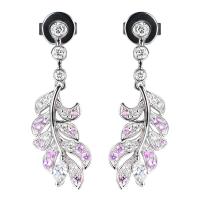 China Custom 18K White Gold Feather Diamond Stud Earrings 0.38ct VS Clarity F-G Color 2.2g Weight for sale
