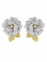 China 0.33ct Camellia Flower Diamond Earrings in 18k White Gold with 9.5g Metal Weight and VS Clarity for sale