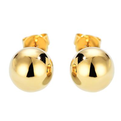 China 18K Gold Ball Stud Earrings 8mm 10mm Size 2.3g 3.2g Weight Noble Minimalist Design for Engagement Gifts for sale