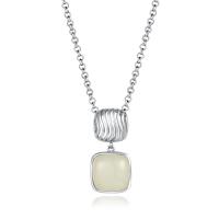 China 12×12mm Cushion White Jade 925 Silver Pendant with 3.23g Rhodium Plating - Anti-Allergic Jewelry for sale