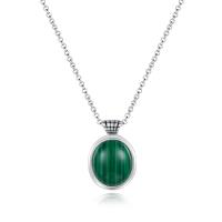 China 925 Sterling Silver Malachite Pendant 13x15mm Oval Shape with 3.0g Weight for Women's Jewelry for sale