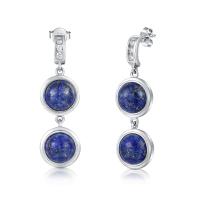 China 8x8mm Lapis Lazuli Sterling Silver Drop Earrings with AAA+ Cubic Zirconia - 925 Silver Birthstone Jewelry for sale