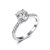 China 925 Silver Moissanite Round Engagement Ring 6.0mm Eternity Band with 1.42g Stone Weight for Women for sale