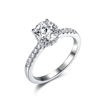 China 925 Silver Moissanite Round Engagement Ring 6.0mm Eternity Band with 1.42g Stone Weight for Women for sale