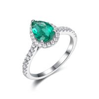China Pear Shaped Groove 925 Silver CZ Rings - 2.40g Pair with AAA Cubic Zirconia Vintage Engagement Jewelry for sale