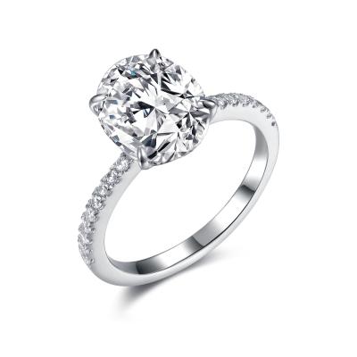 China Oval 925 Silver CZ Engagement Rings 8x10mm with 1.82g Weight and AAA Cubic Zirconia Stones for sale