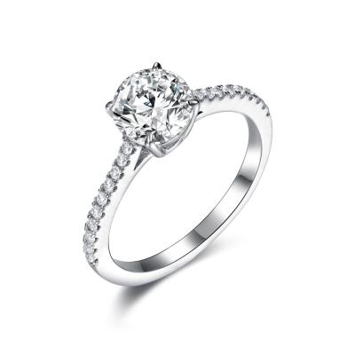 China 925 Sterling Silver Diamond Engagement Ring 6.0mm Round Shape with 2.0g Weight and Micro Pave Setting for sale