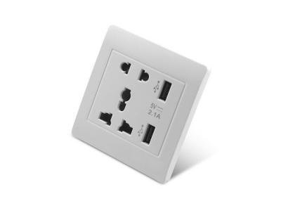 China Tablet Mobile Phone Multi Port USB Charger , Dual USB Power Socket Plastic Case for sale