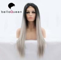 China Ombre Color 1b / Sliver Heat Resistant Human Hair Lace Front Wigs Girl use for sale