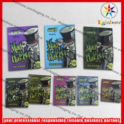 China Aluminum Foil Herbal Incense Zip Plastic Bags Recycled With Zipper for sale