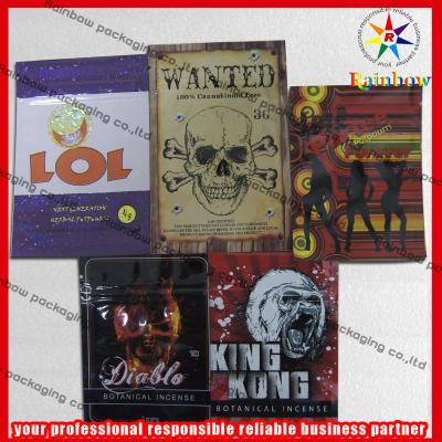 China Potpourri Herbal Incense Zip Plastic Bags Aluminum Foil For Supermarket for sale