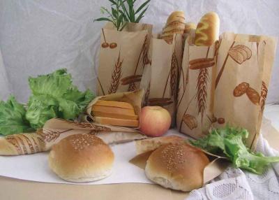 China Oilproof Stand Up Kraft Customized Paper Bags For Bread / Hamburger With Logo for sale