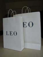 China Logo Printed Customized Paper Bags , Kraft White Handle Shopping Bag for sale