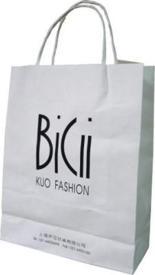 China Logo Printed Shopping Paper Bag Packaging White 110 Gram Reusable for sale