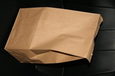 China Brown Logo Printed Customized Paper Bags , Take Away Stand Up Bag for sale