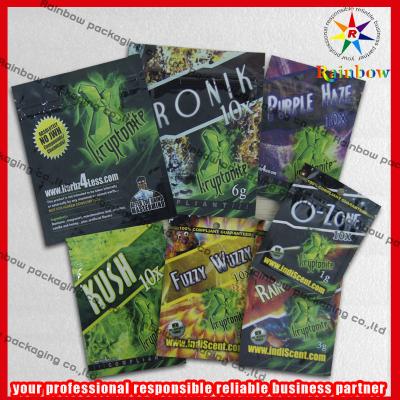 China 4g / 10g Custom Herbal Incense Packaging Bags Colorful Printing With k for sale