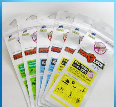 China Kids Mosquito Repellent Bracelet Grip Seal Bags 110 Micron With Hanghole for sale