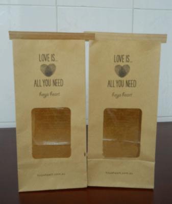 China Brown Clear Window Customized Paper Bags Tin Tie For Food Packaging for sale