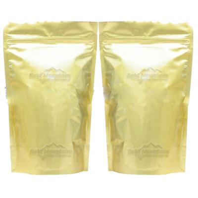 China Full Printed Glossy Tea Packaging Pouches Zipper Light Gold Stand Up for sale