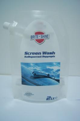 China 2 Litre Transparent Plastic Stand Up Pouch Screen Wash Packaging/stand up spout bags for wash packaging for sale