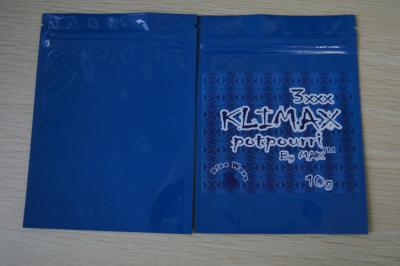 China Plastic Herbal Incense Bag 10g Blue Wave 3xxx KLIMAX Porpourri for sale
