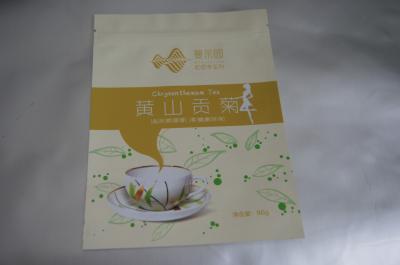 China Flat Aluminum Foil Tea Bags Packaging With Zipper And Tear Notch For Chrysanthemum Matt for sale