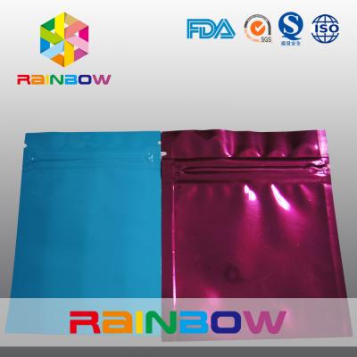 China Three Side Blue / Red Small Foil Pouch Packaging Zipperlock , Laminated for sale