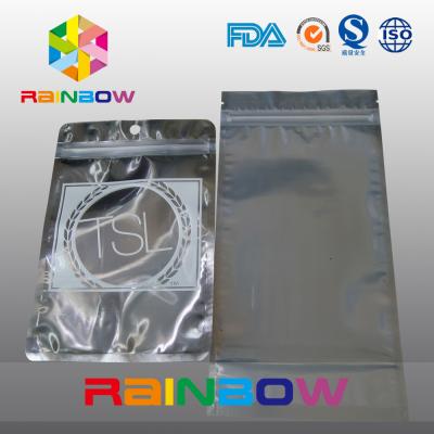 China Three Side Seal Front Transparent Back Foil Anti Static Bag With Zipper And Tear Notch for sale
