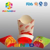 China Customized Disposable Take Away Flat Bottom Paper French Fry Packaging Box for sale