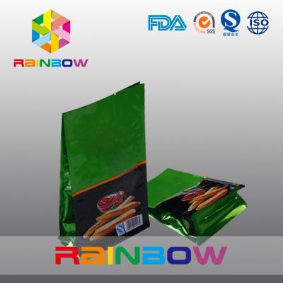 China Plastic Shining Finish Flat Bottom Stand Up Chips Packaging Bag With Tear Notch for sale