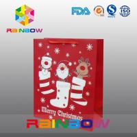 China Red Customized Paper Bags Christmas Gift Bag With Red Rope / Cute Printed for sale