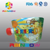 China Colorfully Printed Zippered Round Spout Pouch Packaging For Juice / Drink for sale