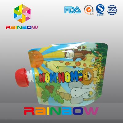 China Colorfully Printed Zippered Round Spout Pouch Packaging For Juice / Drink for sale