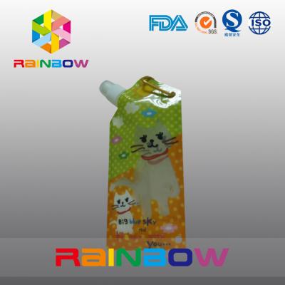 China Special Type Juice / Beverage Packaging Side Gusset Pouches With Metal Ring for sale