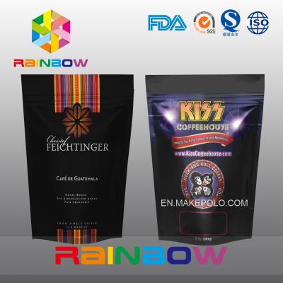 China Black Foil Stand Up Tea Bags Packaging With k For Matte Coffee / Food Packing for sale