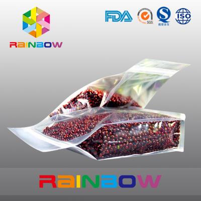 China Plastic transparent bottom gusset k beans / food packaging bags for sale