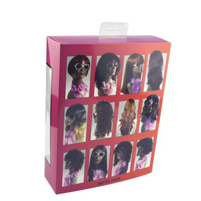 China Rainbow Hair Extension Paper Box With Customized Size And Clear Window for sale