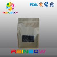 China Kraft paper 8 side seal coffee pouch , bottom gusset bags roasted coffee bean packaging for sale