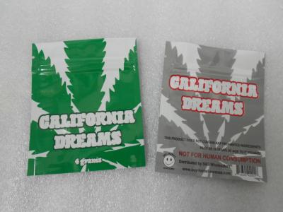 China California Dream Herbal Incens Bag / Mylar Zipper Research Chemcial Pill Sachet for sale